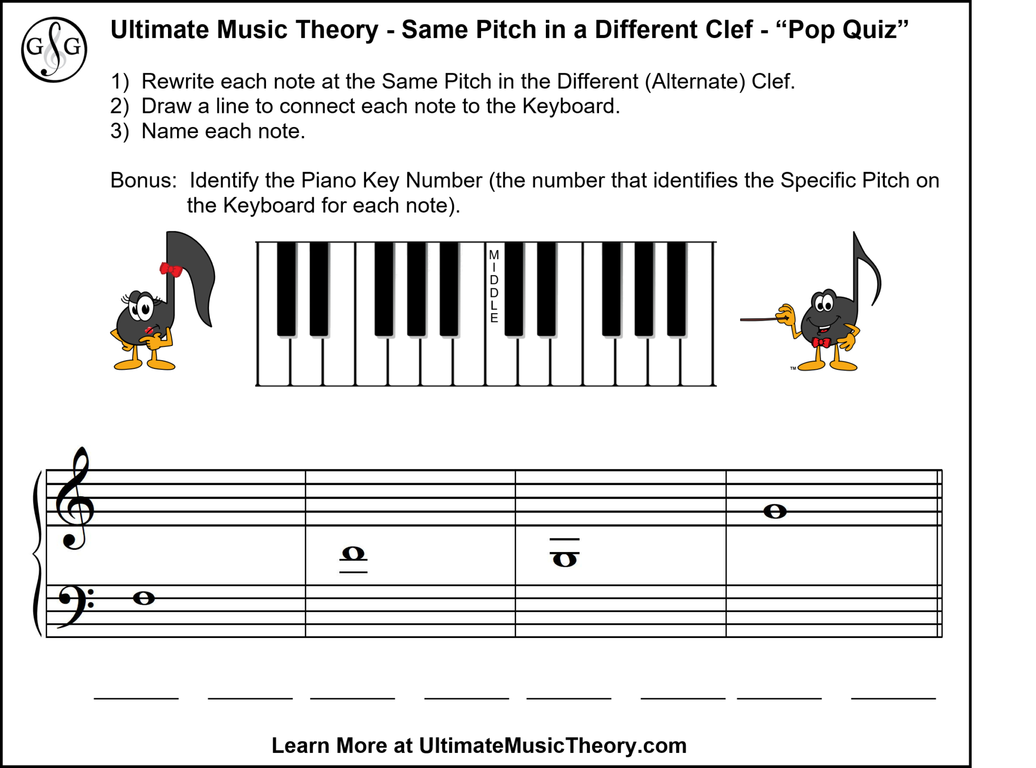 Same Pitch - Different Clef - Ultimate Music Theory